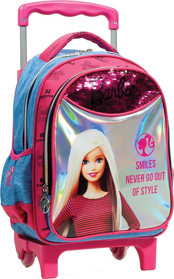 Gim Barbie Denim Σχολική Τσάντα Τρόλεϊ Νηπιαγωγείου σε Ροζ χρώμα Μ25 x ...