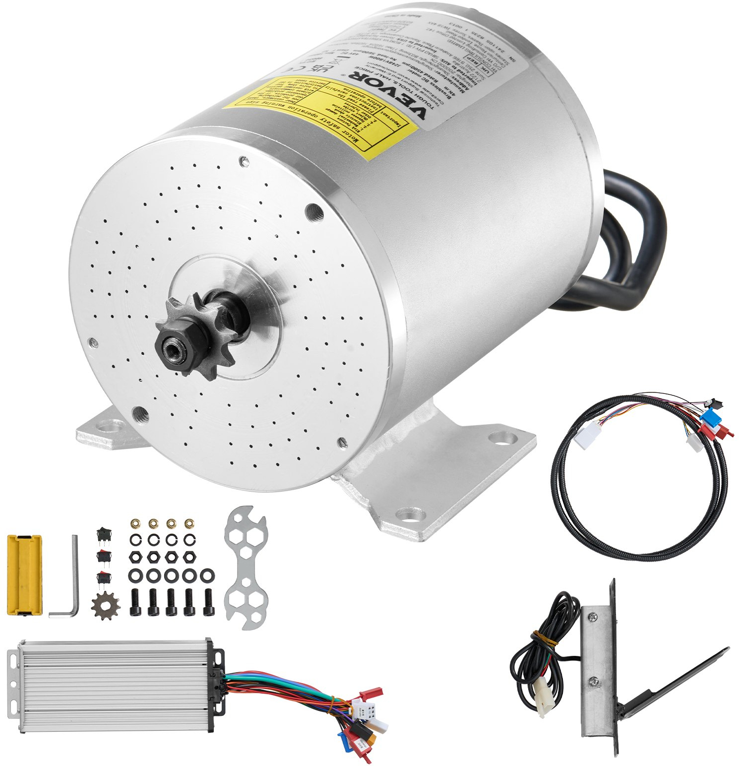 VEVOR 1800W Electric Brushless DC Motor Kit 48V 4500rpm Motor & Speed ...