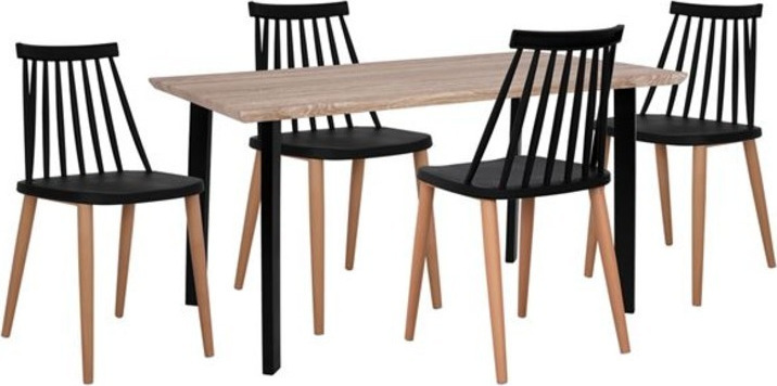 Homemarkt Σετ Τραπεζαριας 5Τμχ Με Τραπεζι 110Χ70Χ75,5 & Καρεκλες Μαυρες ...